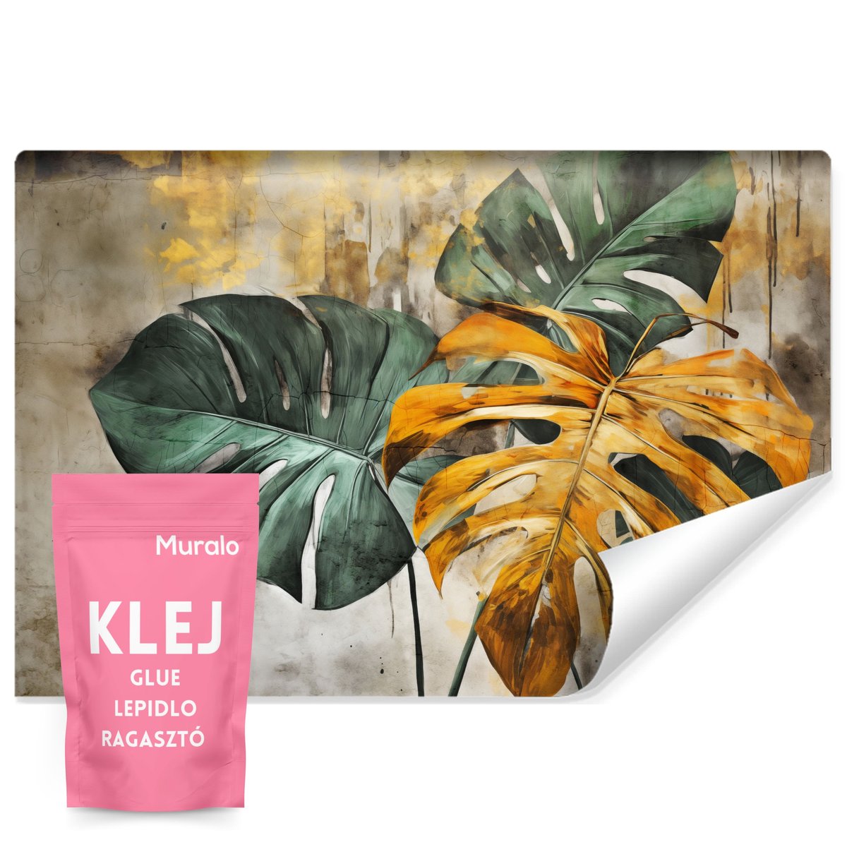 Fototapeta Do Salonu Monstery Liście Tropikalne Abstrakcja Beton 90cm X 60cm - Muralo | Sklep ...