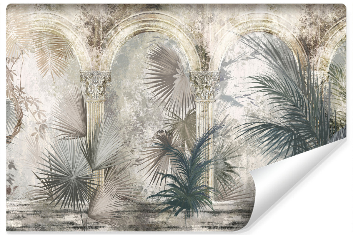 Fototapeta Do Salonu Mural BETON Kolumny Rośliny Mur 300cm x 210cm - Muralo | Sklep EMPIK.COM