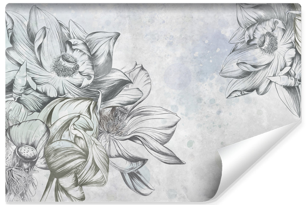 Fototapeta Do Salonu Natura Kwiaty Na Betonie Mural Abstrakcja 400X280cm - Muralo | Sklep EMPIK.COM