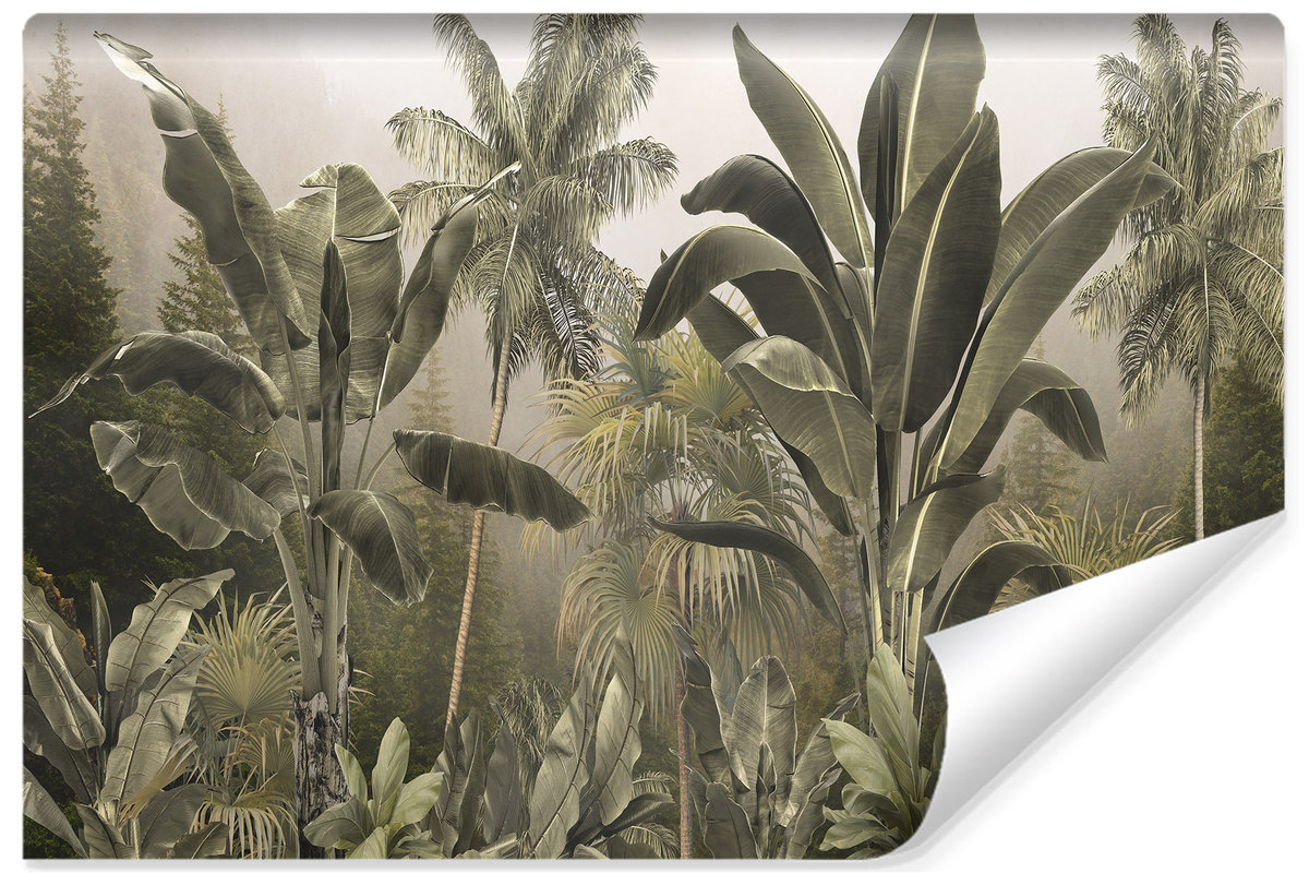 Fototapeta Do Salonu Palmy LAS TROPIKALNY Zieleń Efekt 3D 300cm x 210cm - Muralo | Sklep EMPIK.COM