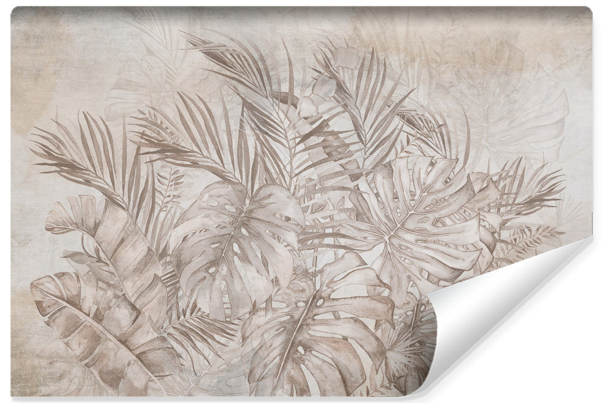 Fototapeta Do Salonu Tropikalne Liście Monstera Styl Vintage Beton 450cm X 300cm - Muralo ...