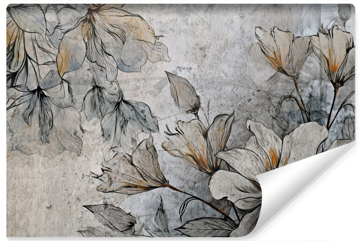 Fototapeta Do Sypialni Beton Mural Kwiaty Natura Abstrakcja 270cm X 180cm - Muralo | Sklep EMPIK.COM