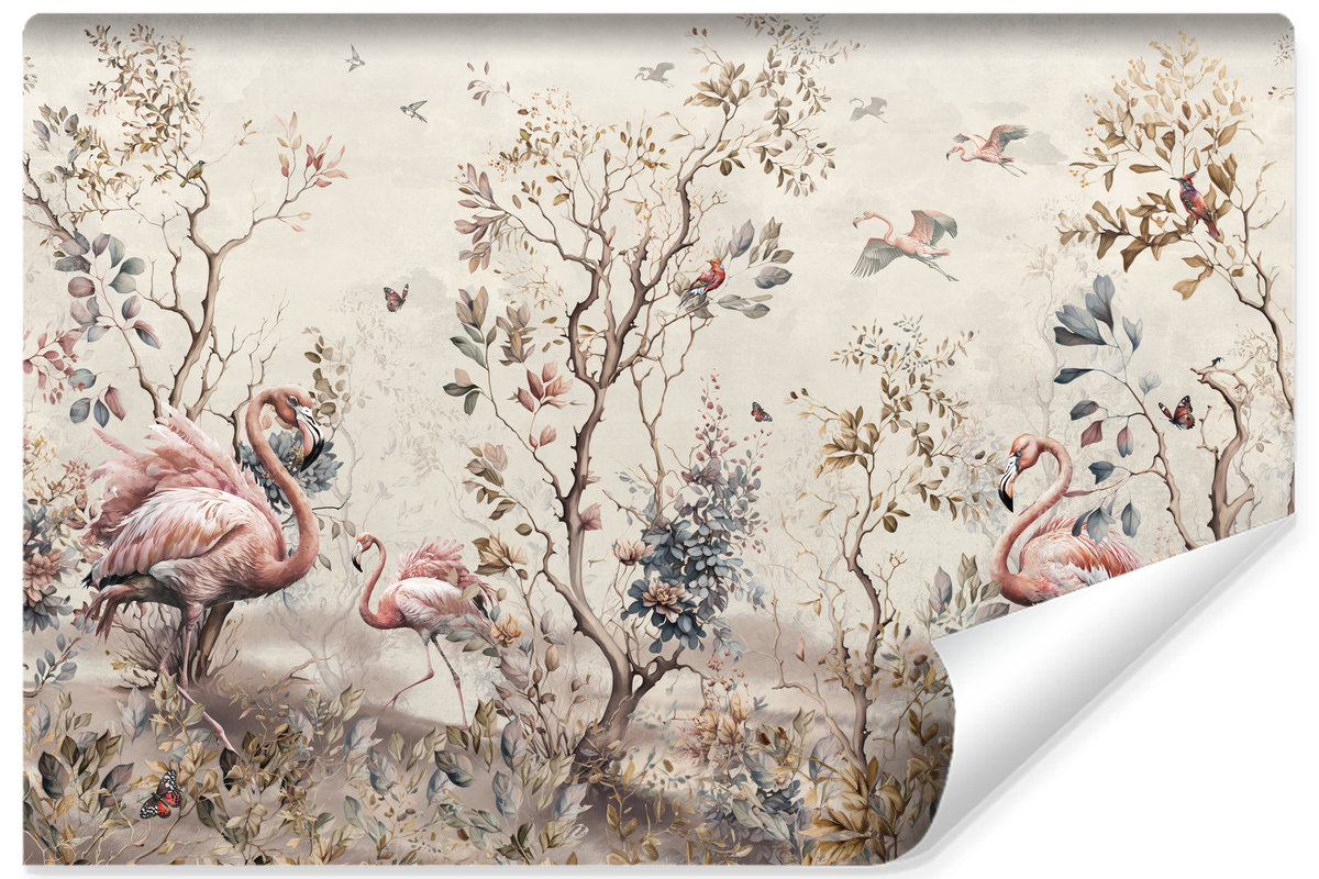 Fototapeta Do Sypialni Flamingi Drzewa Liście Styl Retro Abstrakcja 90cm X 60cm - Muralo | Sklep ...