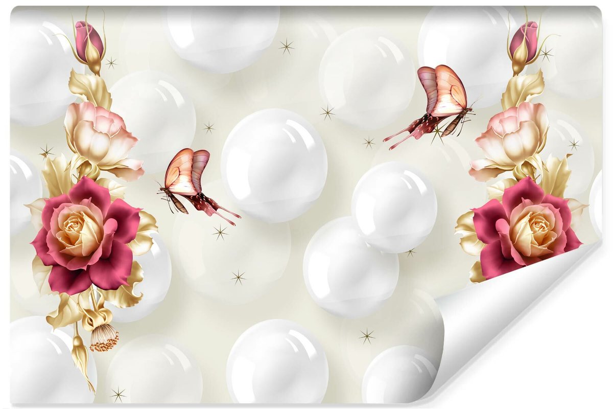 Fototapeta Do Sypialni Róże Motyle Kule Abstrakcja Efekt 3D 270cm X 180cm - Muralo | Sklep EMPIK.COM
