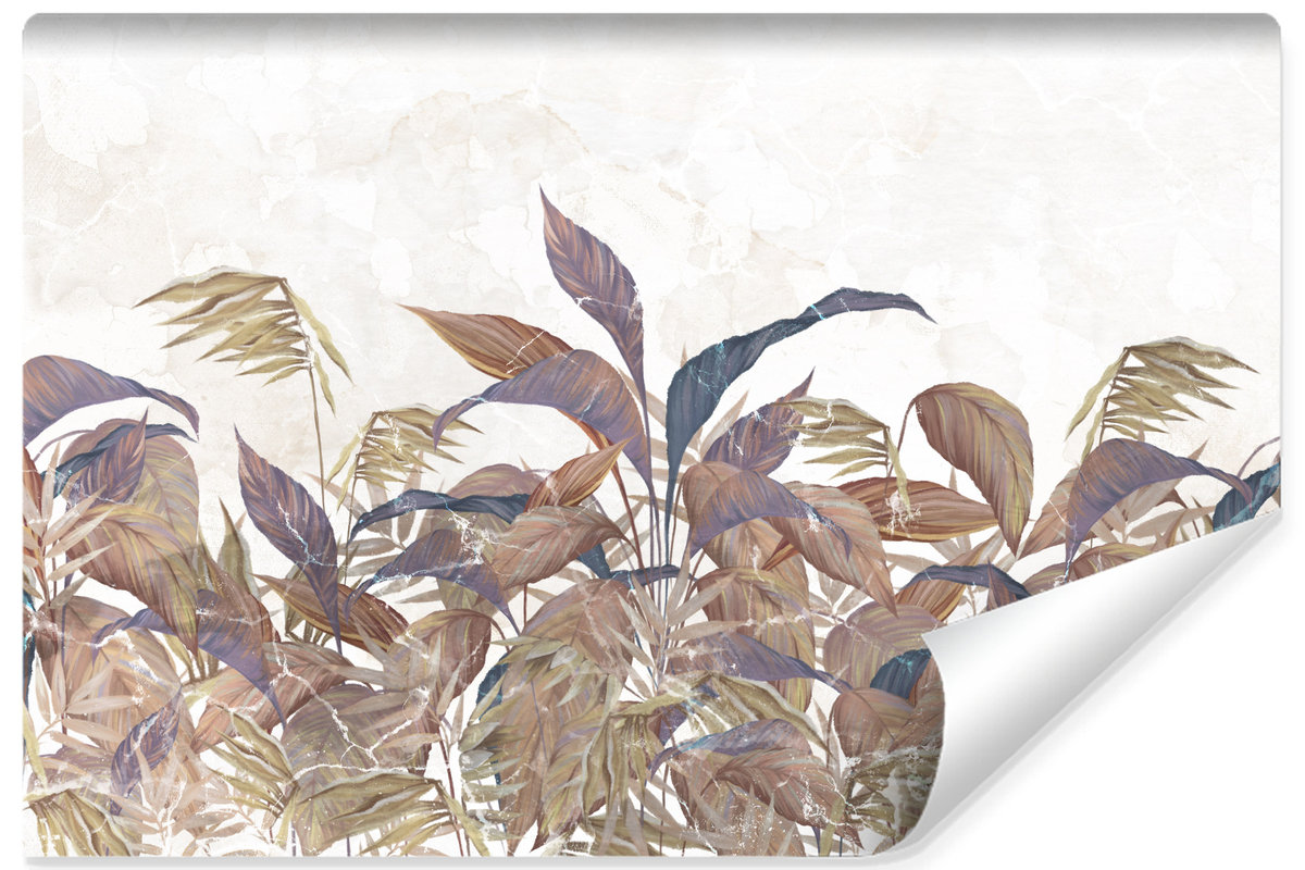 Fototapeta Do Sypialni Tropikalne Rośliny PAPROCIE Natura Styl Retro 315cm x 210cm - Muralo ...