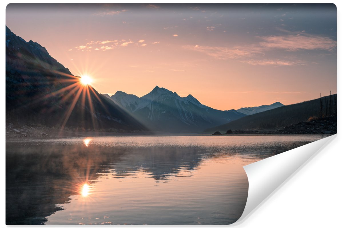 Fototapeta Do Sypialni Wschód Słońca Góry Jezioro Krajobraz Efekt 3D 270cm X 180cm - Muralo ...