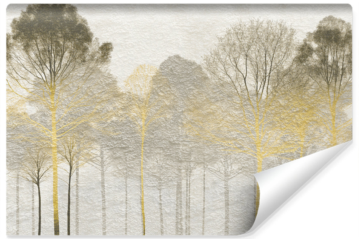 Fototapeta Do Sypialni Złote DRZEWA Las Abstrakcja Beton Glamour 315cm x 210cm - Muralo | Sklep ...