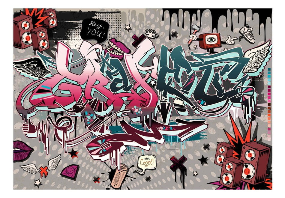 Fototapeta, Graffiti: hej Ty! 400x280 cm - DecoNest | Sklep EMPIK.COM