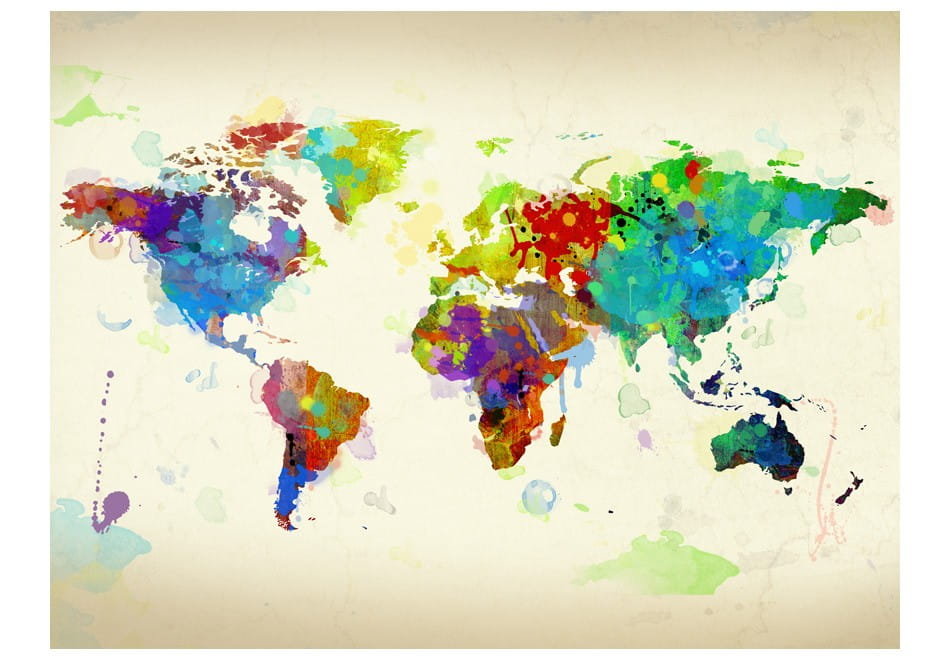 Fototapeta, Paint splashes map of the World, 250X193 - DecoNest | Sklep ...