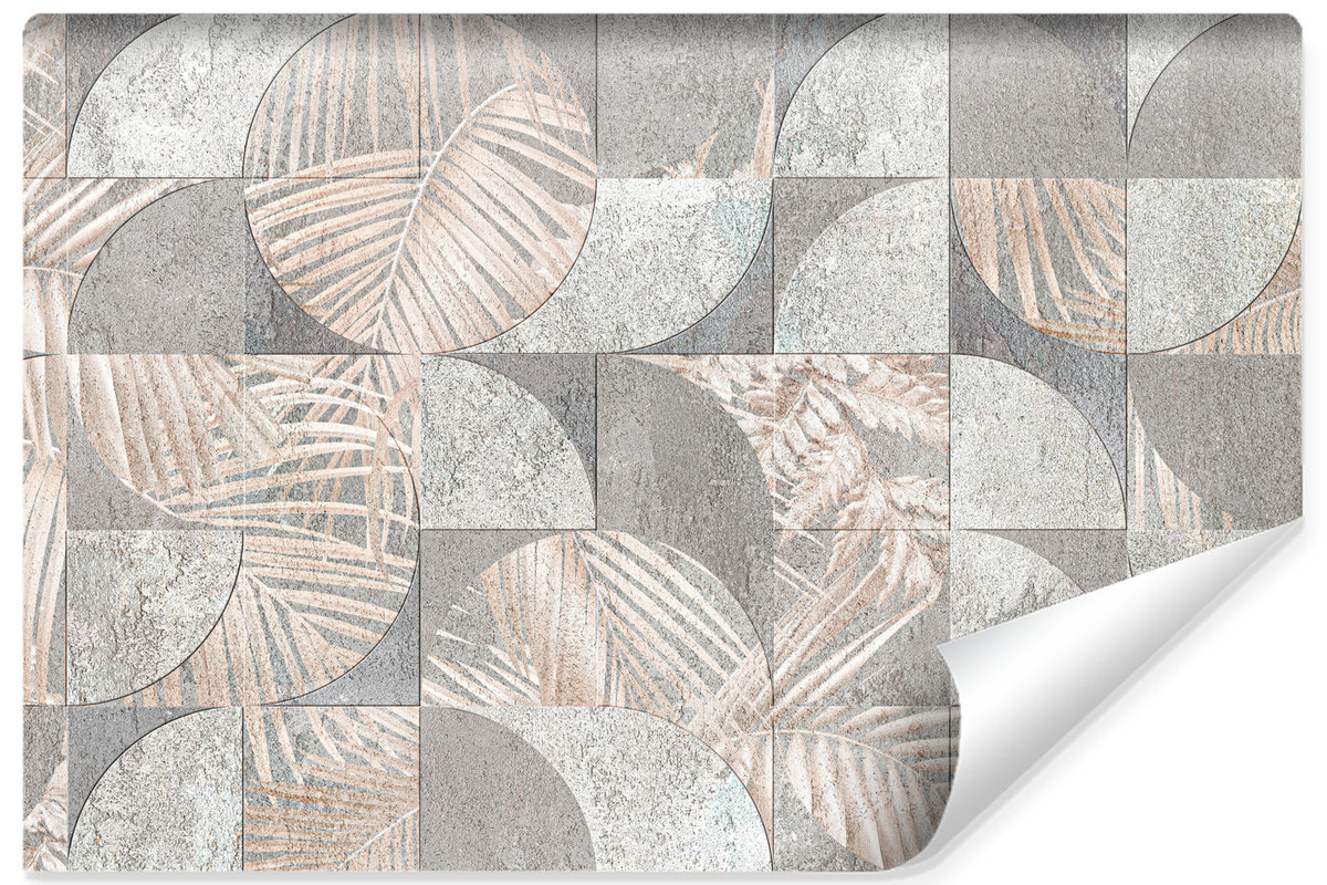 Fototapeta Ścienna BETON Mural Liście Wzór Geometryczny Abstrakcja 270cm x 180cm - Muralo ...