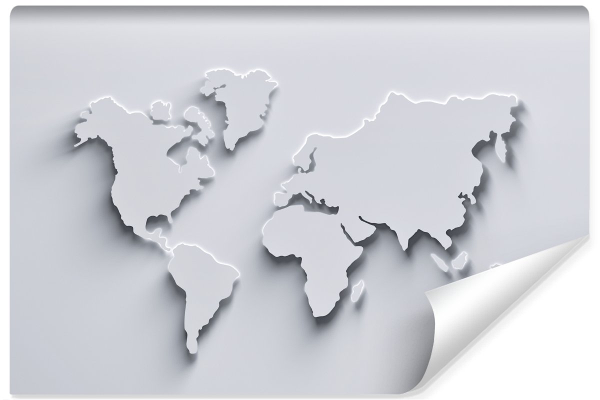 Fototapeta Ścienna Do Biura Nowoczesna Mapa Świata Efekt 3D 300cm X ...