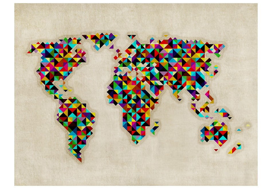 Fototapeta, World Map, a kaleidoscope of colors, 400X309 - DecoNest ...
