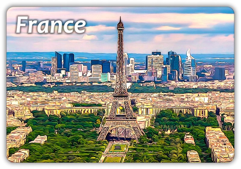 FRANCJA - Paryż - Panorama - Pola elizejskie - Magnes na lodówkę ...