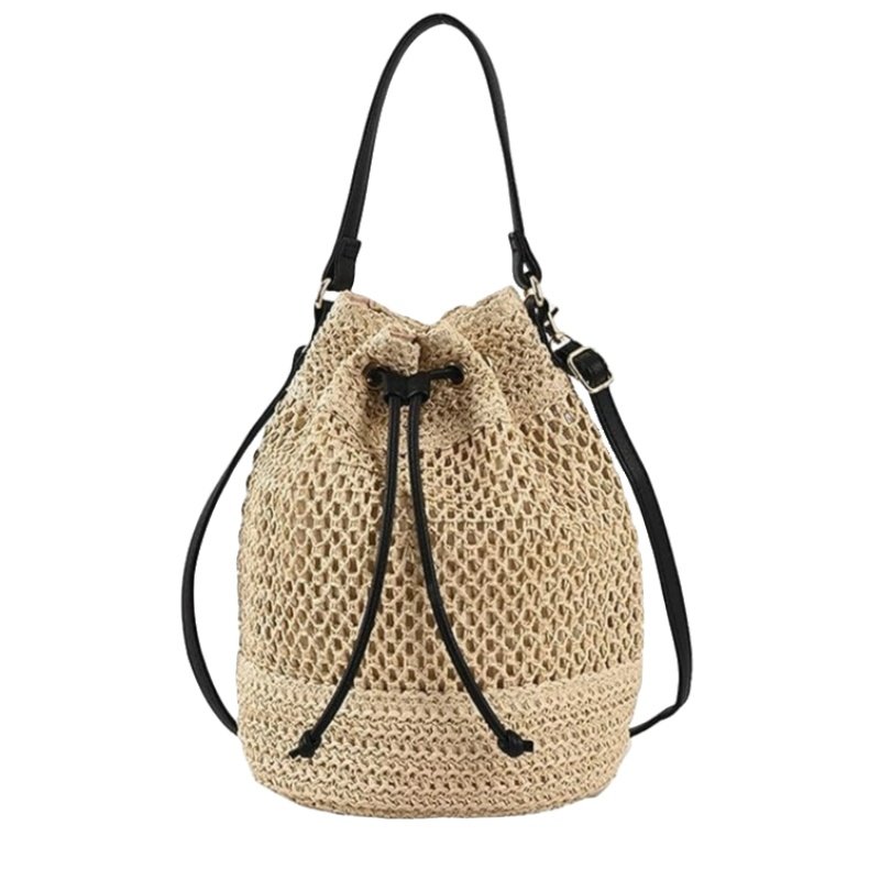 Francuska torba plażowa ze słomy o dużej pojemności Beige - INF | Moda ...