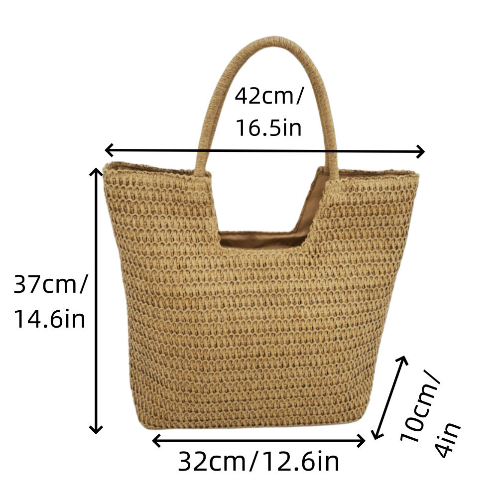 Francuska torba plażowa ze słomy o dużej pojemności Khaki - INF | Moda ...