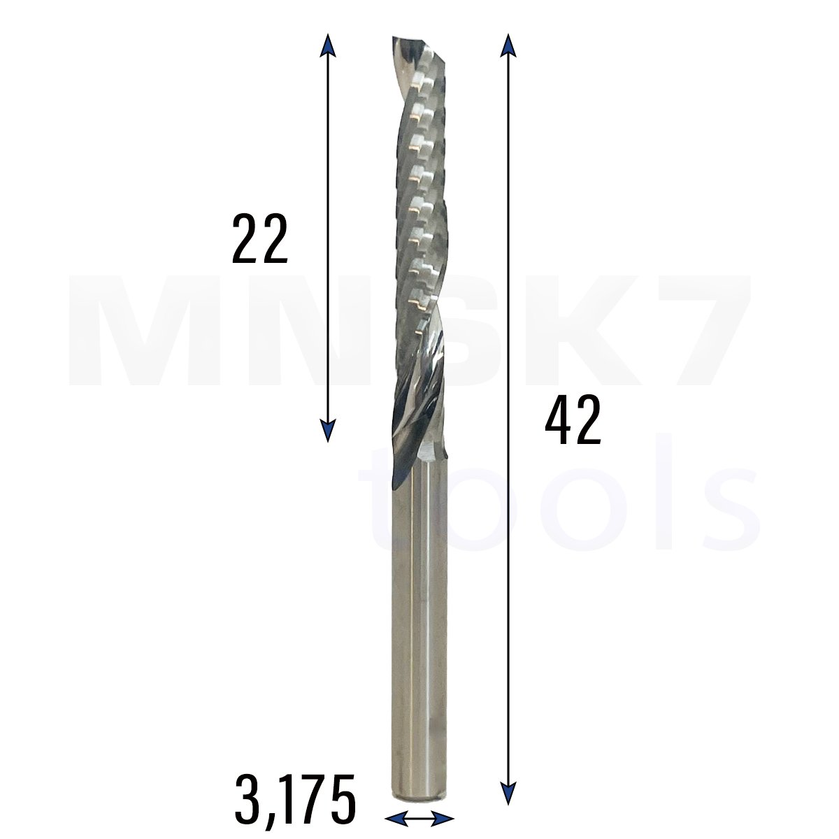Frez do MDF spiralny CNC 1F 3.175*3.175*22*42 (HUHAO) - Inna marka ...