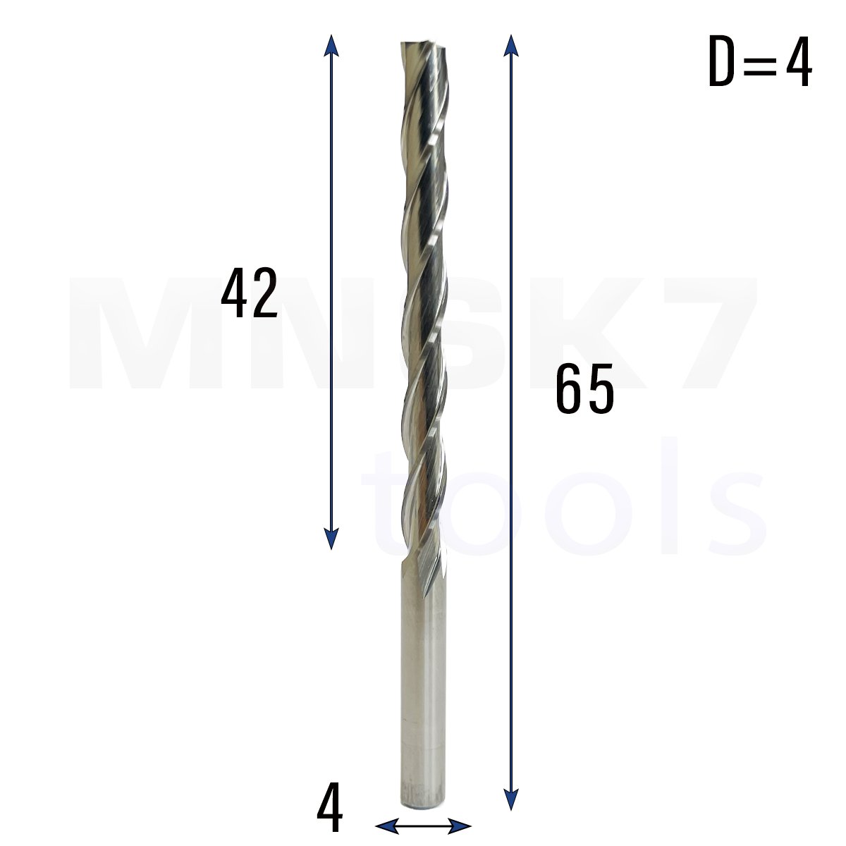 Frez palcowy spiralny do drewna 3P | fi 4 x 42 x 65 | CNC VHM - Inna ...