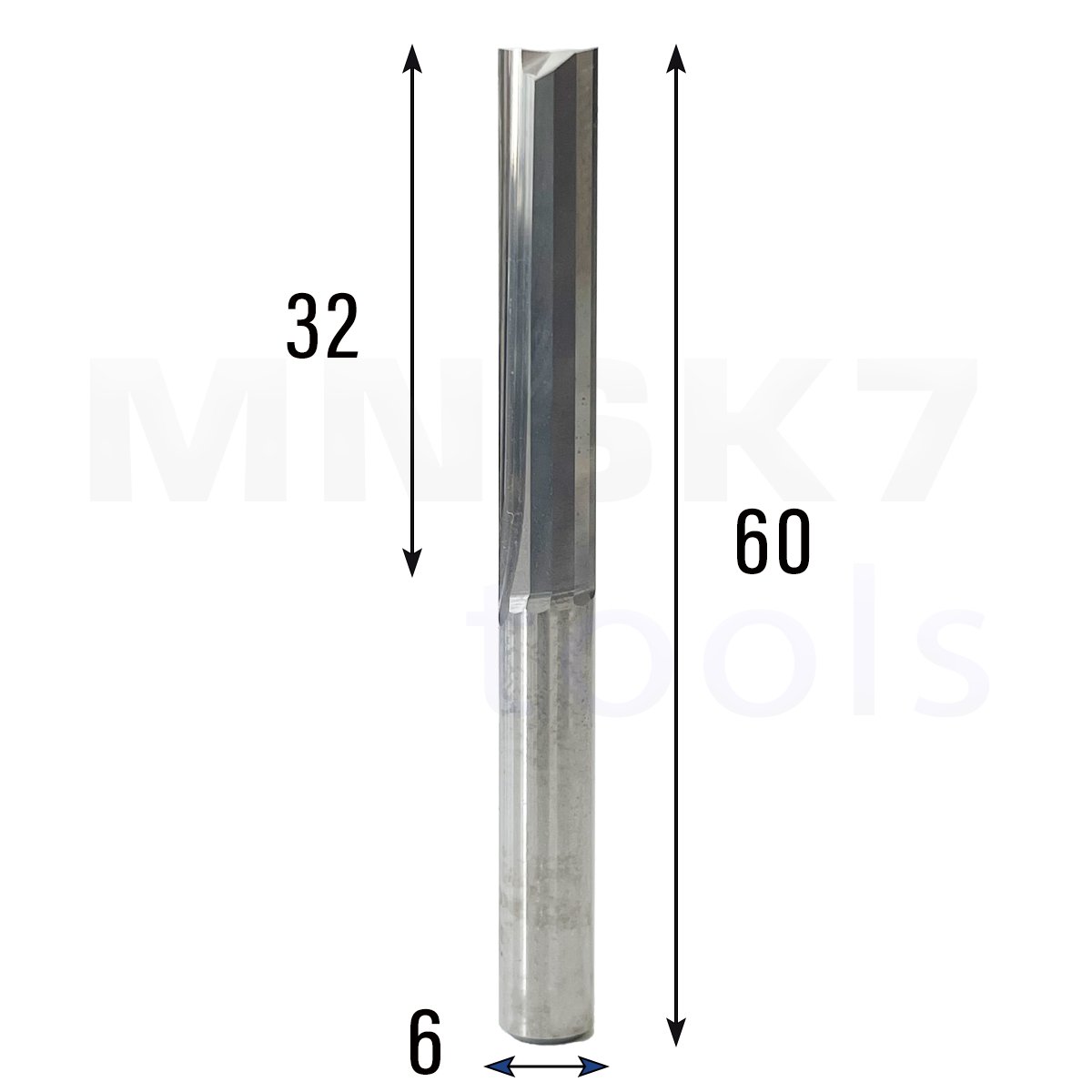 Frez prosty do drewna 2P | fi 6 mm x 32 mm x 60 mm | CNC VHM - Inna ...