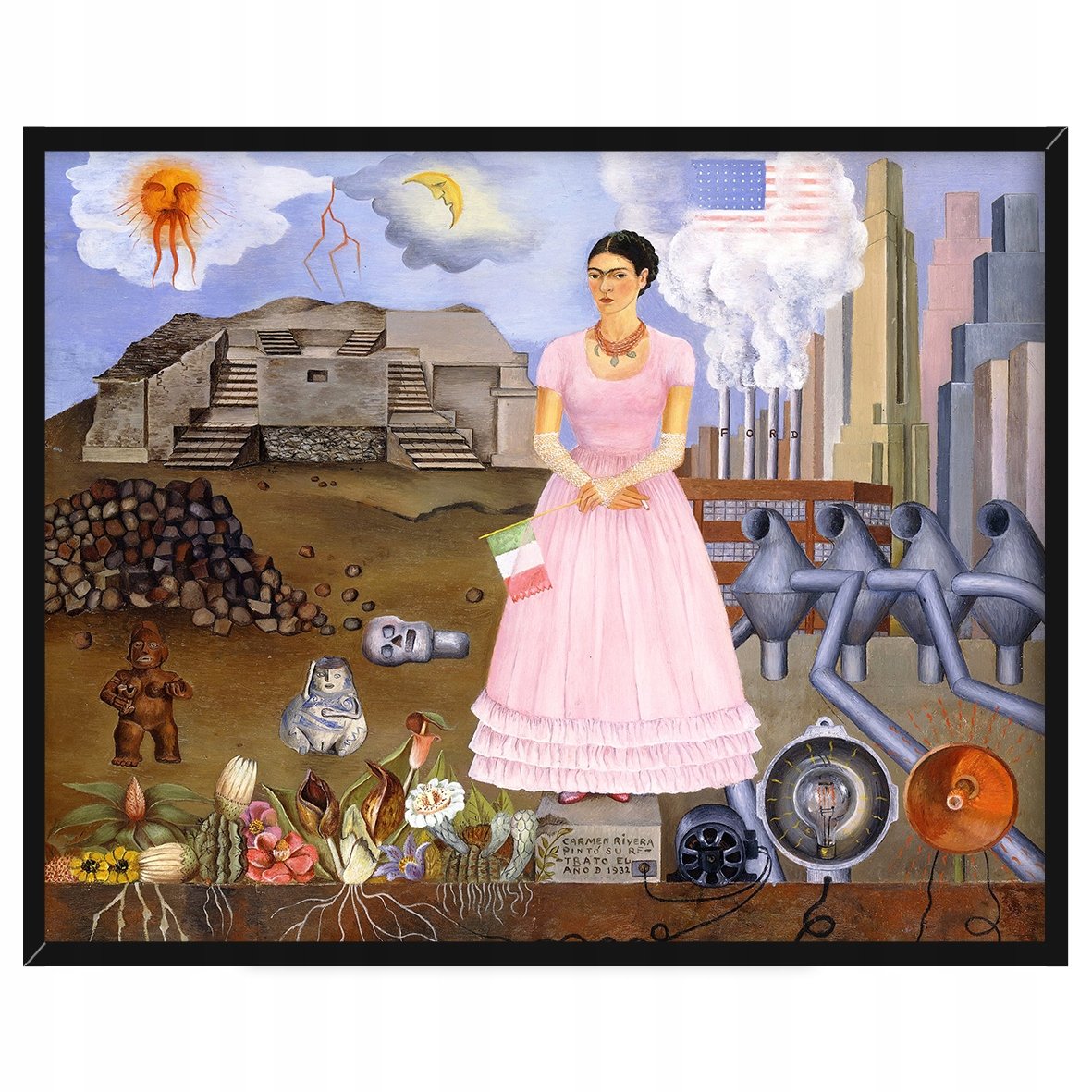 Frida Kahlo Autoportret na granicy Meksyku OBRAZ 40x50 - ANTYKWARIAT ...