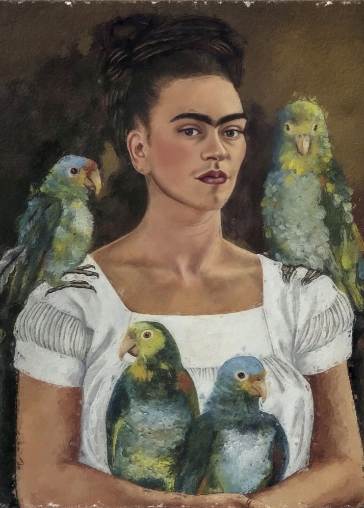 FRIDA KAHLO AUTOPORTRET Z PAPUGAMI plakat B2 50x70cm OBRAZ #446 - KMB ...