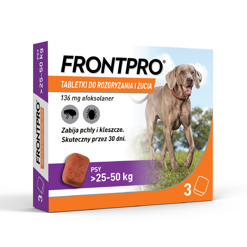 FRONTPRO XL tabletki do żucia na pchły i kleszcze pies 25-50kg ...
