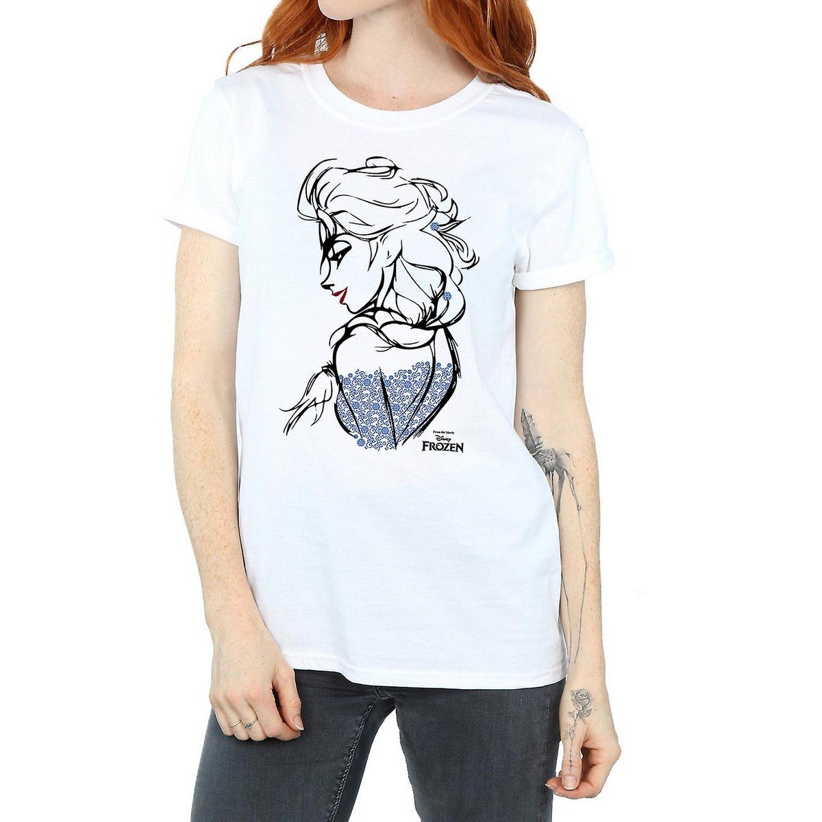 Frozen Koszulka Damska / Damska Elsa Sketch Cotton Boyfriend T-Shirt ...