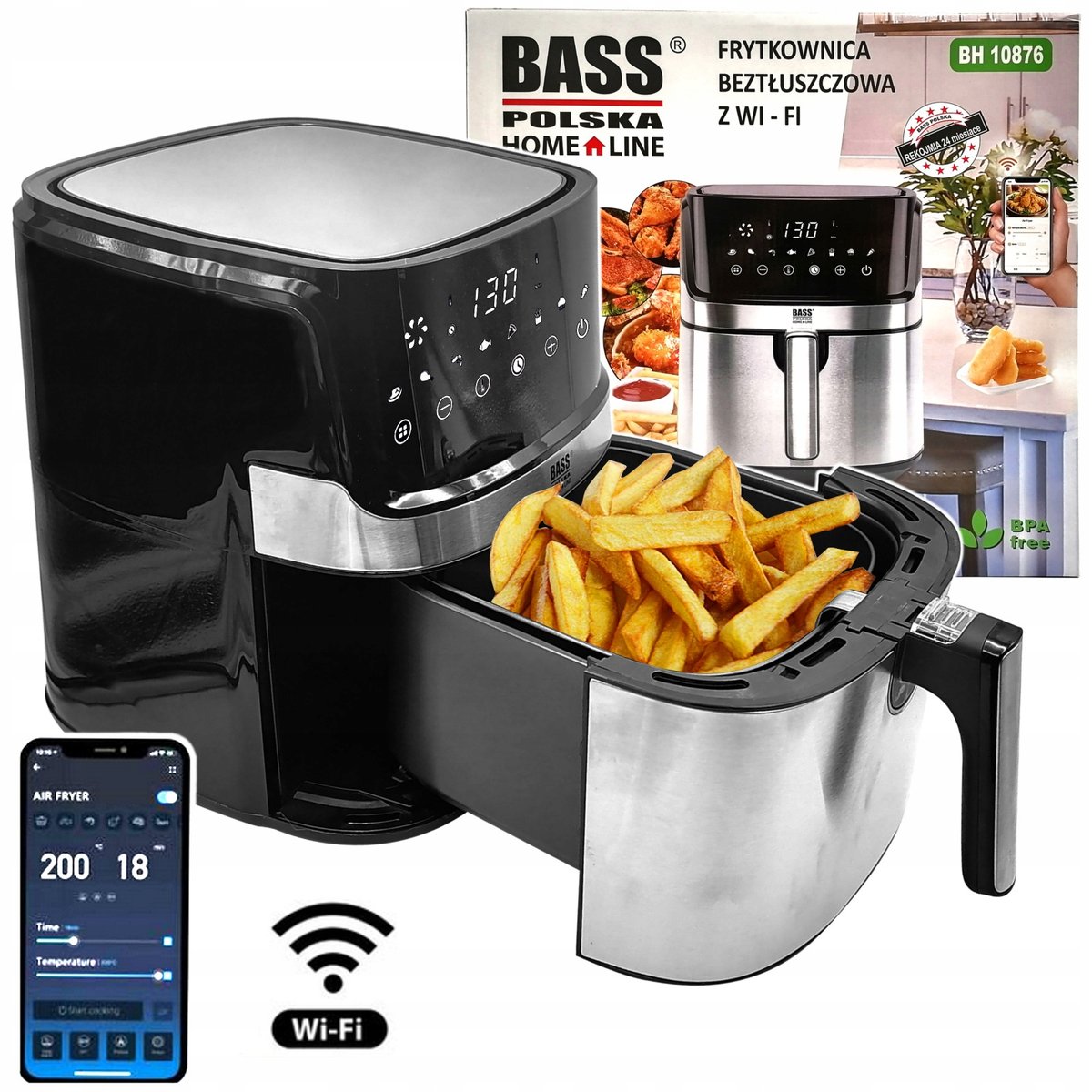 Frytkownica Beztłuszczowa Frytownica 6.5L Smart Wi-Fi Z Panelem Dotykowym - Bass | AGD Sklep ...