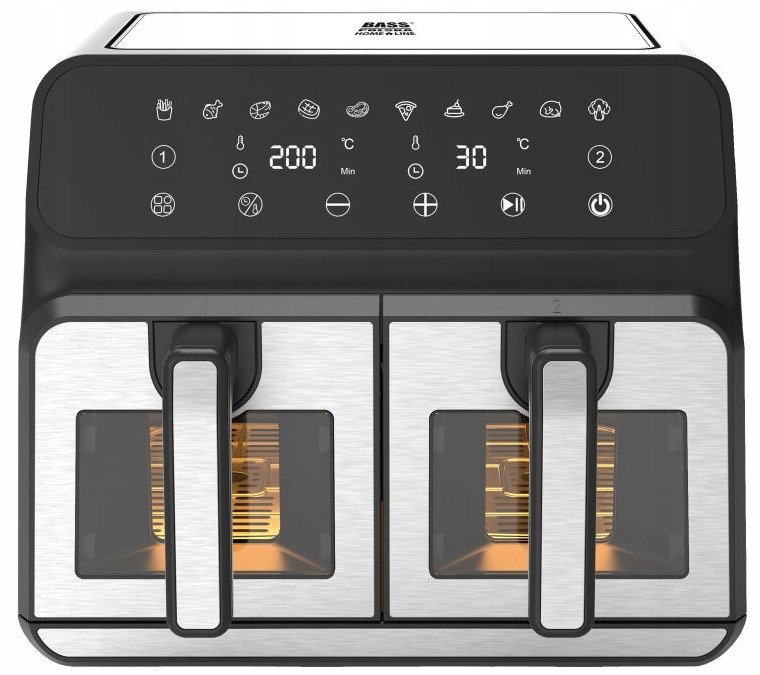 FRYTKOWNICA BEZTŁUSZCZOWA PODWÓJNA 9L2500W AIR FRYER FRYTOWNICA DWUKOMOROWA - Bass | AGD Sklep ...