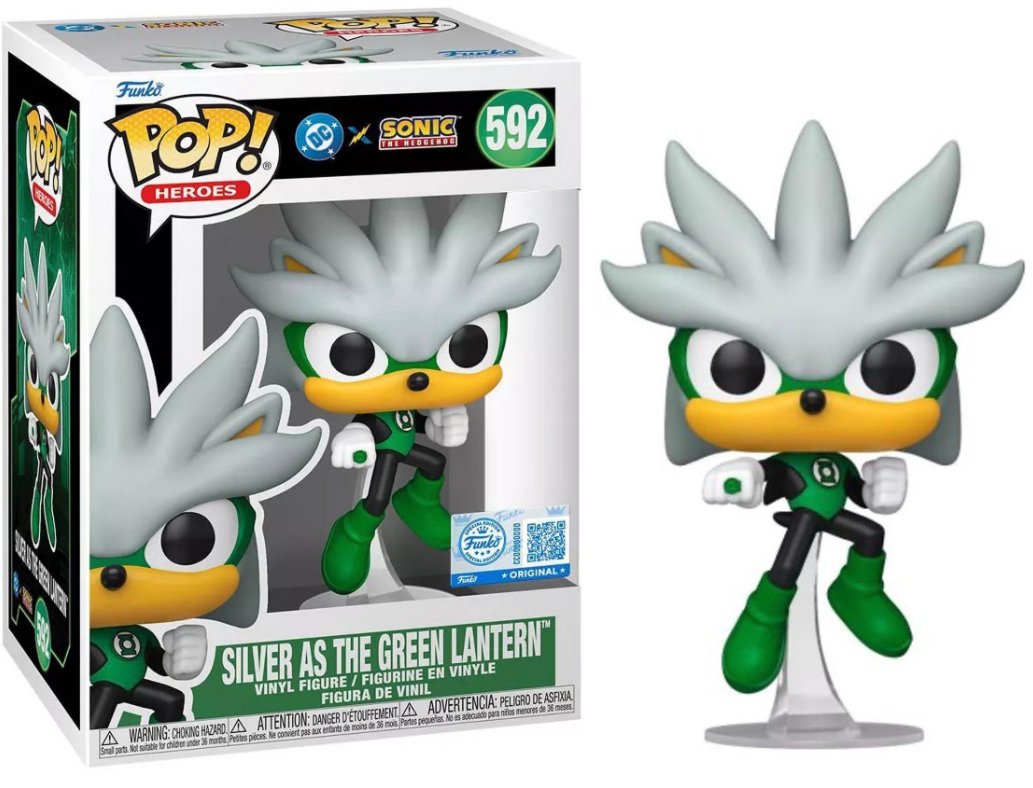 funko pop! dc comics jla & sonic heroes 592 silver as the green lantern ...