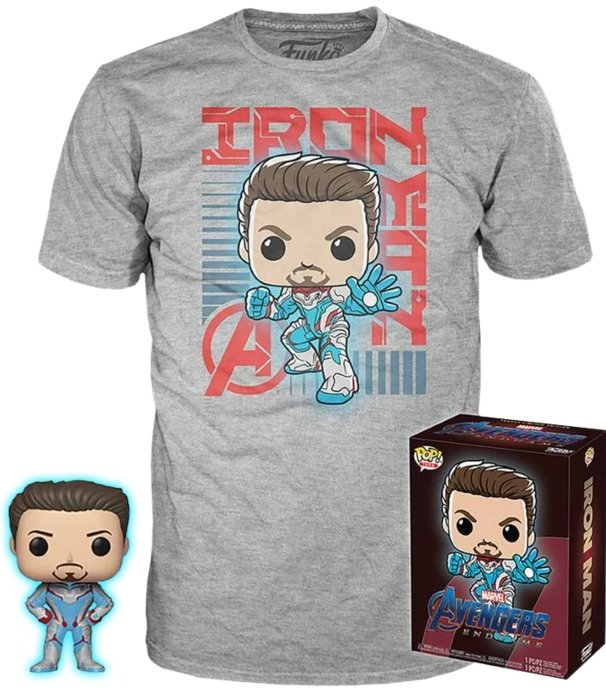 Funko POP Tee Marvel 449 Box Tony Stark glow + t-shirt M Special ...