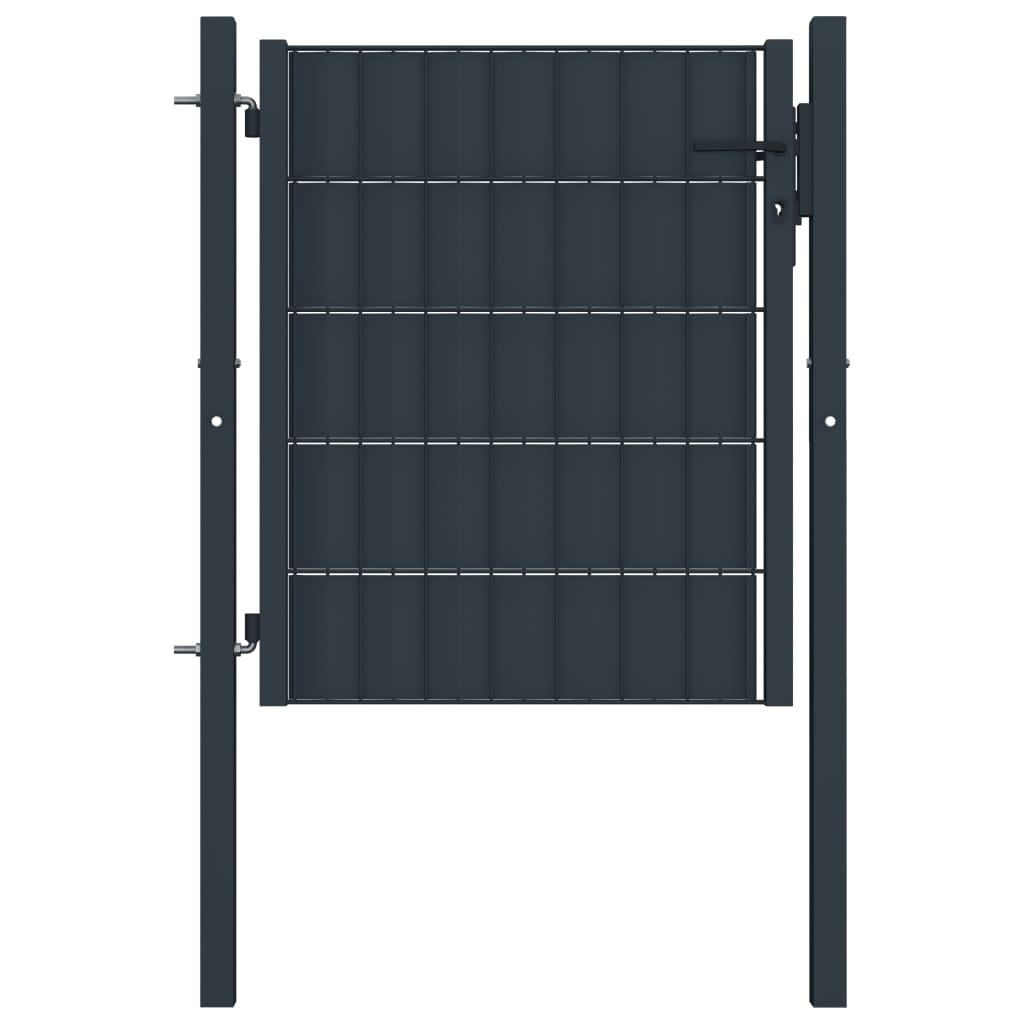 Furtka PVC i Stal Antracytowa z Zamkiem 100x81 cm, Słupki 131 cm ...