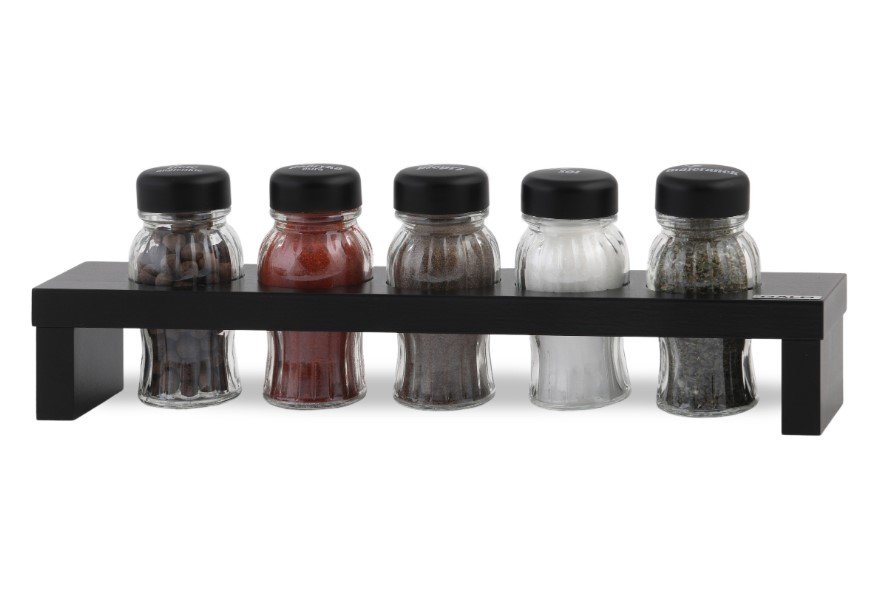 Gald, Organizer na przyprawy HAGE 5 el. czarne drewno nakrętka czarna 00905 - Gald | Sklep EMPIK.COM