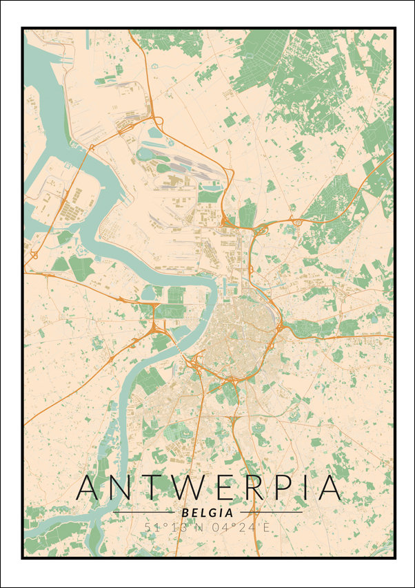 Galeria Plakatu, Antwerpia mapa kolorowa, 40x50 cm - Galeria Plakatu ...