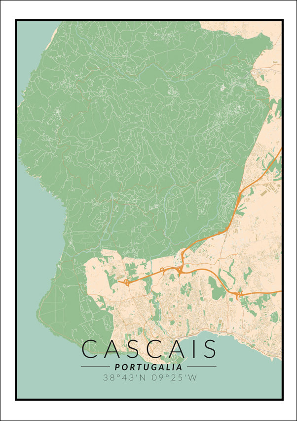 Galeria Plakatu, Cascais mapa kolorowa, 61x91,5 cm - Galeria Plakatu ...