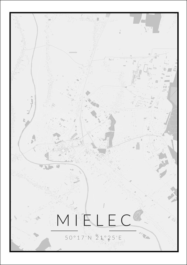 Galeria Plakatu, Mielec mapa czarno biała, 20x30 cm - Galeria Plakatu ...
