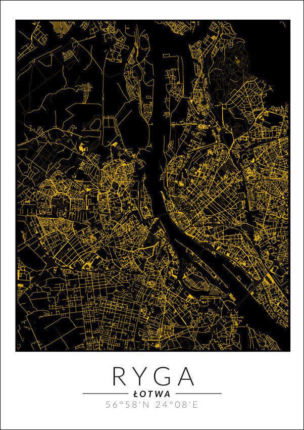 Galeria Plakatu, Plakat, Ryga Złota Mapa, 20x30 cm - Galeria Plakatu ...