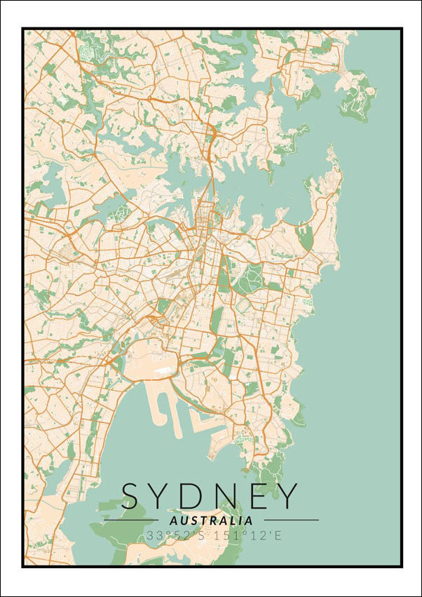 Galeria Plakatu, Plakat, Sydney Mapa Kolorowa, 40x50 cm - Galeria ...
