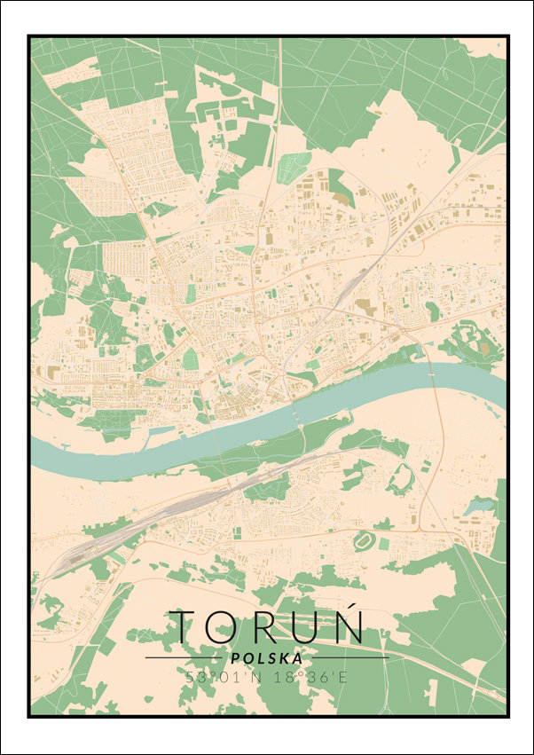 Galeria Plakatu, Plakat, Toruń mapa kolorowa, 40x60 cm - Galeria ...