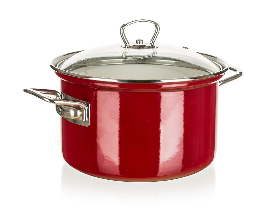 Garnek emaliowany czerwony grube dno premium 20 cm 3,6 l - Banquet ...