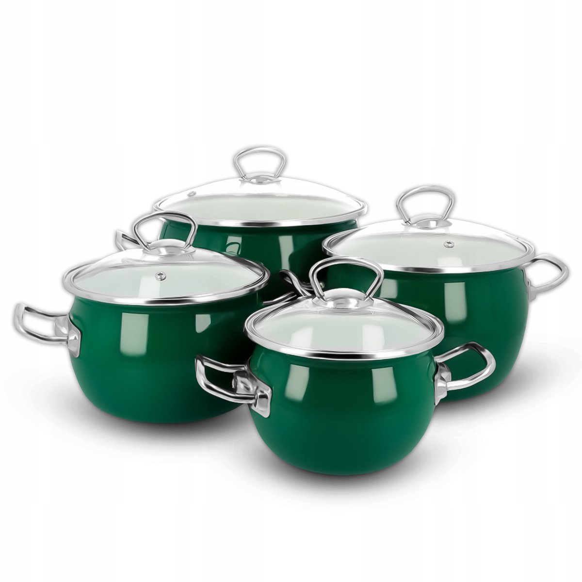 GARNKI EMALIOWANE INDUKCJA GAZ EMALIA OLKUSZ ZESTAW KOMPLET GARNKÓW 8 ...