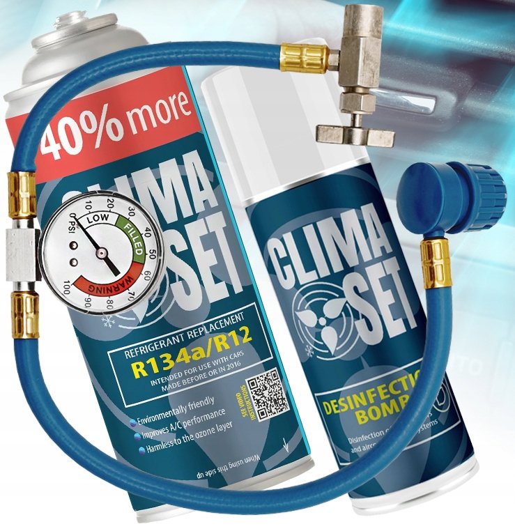 GAZ DO NABICIA KLIMATYZACJI R134A 626g XL + PRZEWÓD + ODŚWIERZACZ DO ...