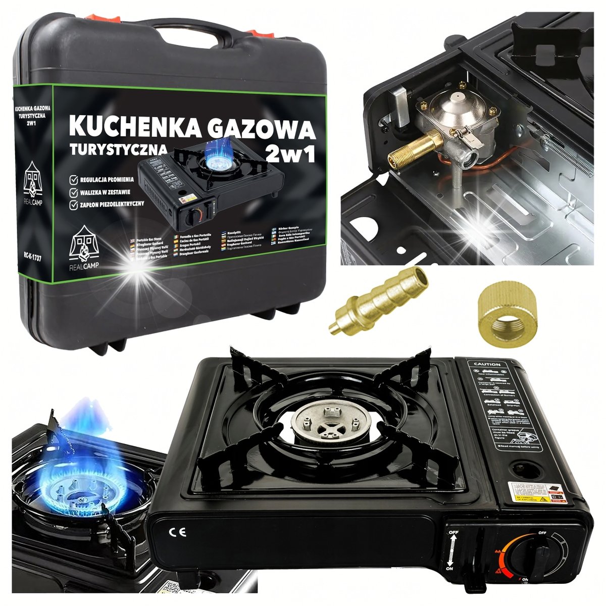 GAZOWA KUCHENKA TURYSTYCZNA PRZENOŚNA WOLNOSTOJĄCA ADAPTER NA BUTLE ...