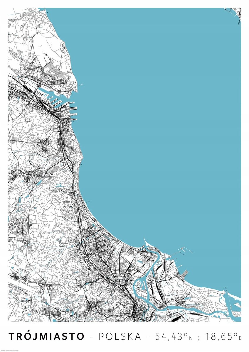 Gdańsk Gdynia Sopot - Mapa plakat A1 59,4x84,1 cm - inna (Inny) | Sklep ...