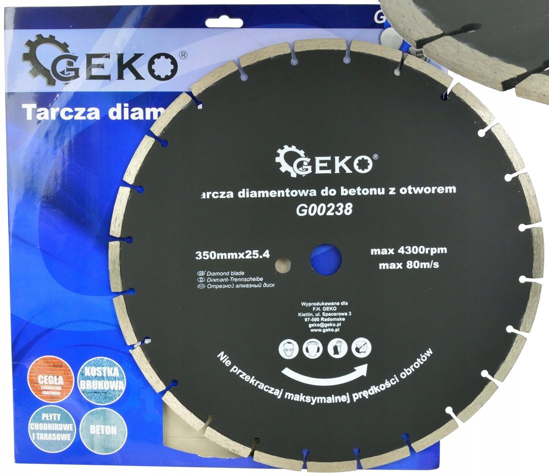 GEKO TARCZA DIAMENTOWA DO BETONU KOSTKI GRANITU 350MM X 25,4MM G00238 - Geko | Sklep EMPIK.COM