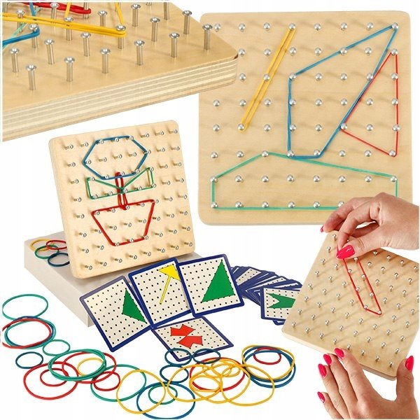 Geoboard geoplan drewniana układanka tworzenie kształtów z gumek - Inna ...