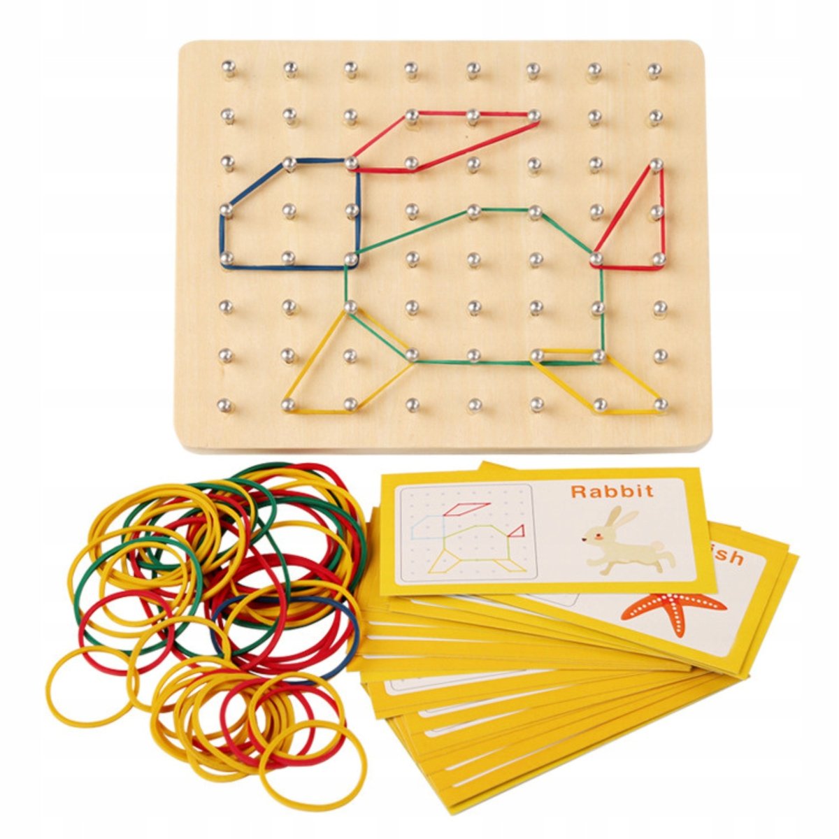 Geoboard Geoplan Drewniana Układanka Tworzenie Kształtów z Gumek ...