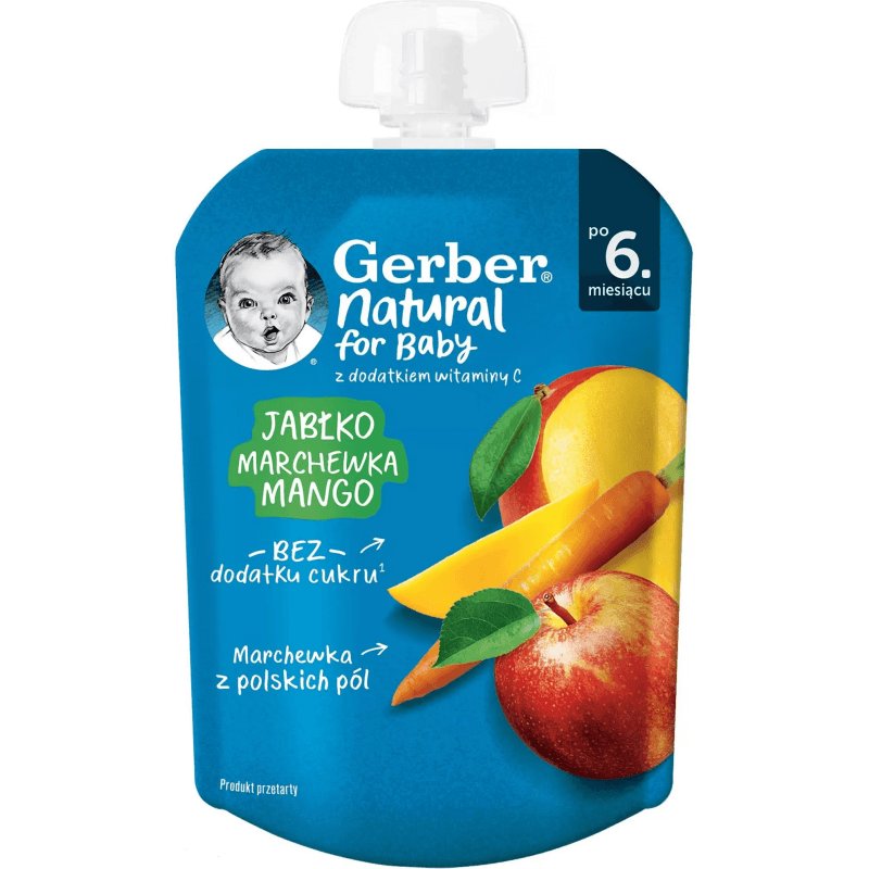 Gerber Mus Jabłko Marchewka Mango Po 6. M-Cu 80G - Gerber | Sklep EMPIK.COM