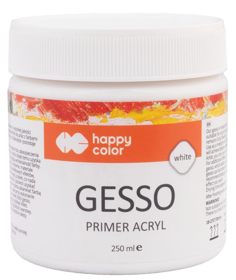 Gesso akrylowe do gruntowania podobrazi 250 ml białe Happy Color ...