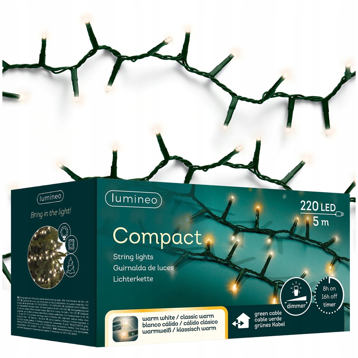 Gęste Oświetlenie Choinki COMPACT Lampki Choinkowe 220 LED 4,5 M Ciepłe MIX - Kaemingk | Sklep ...