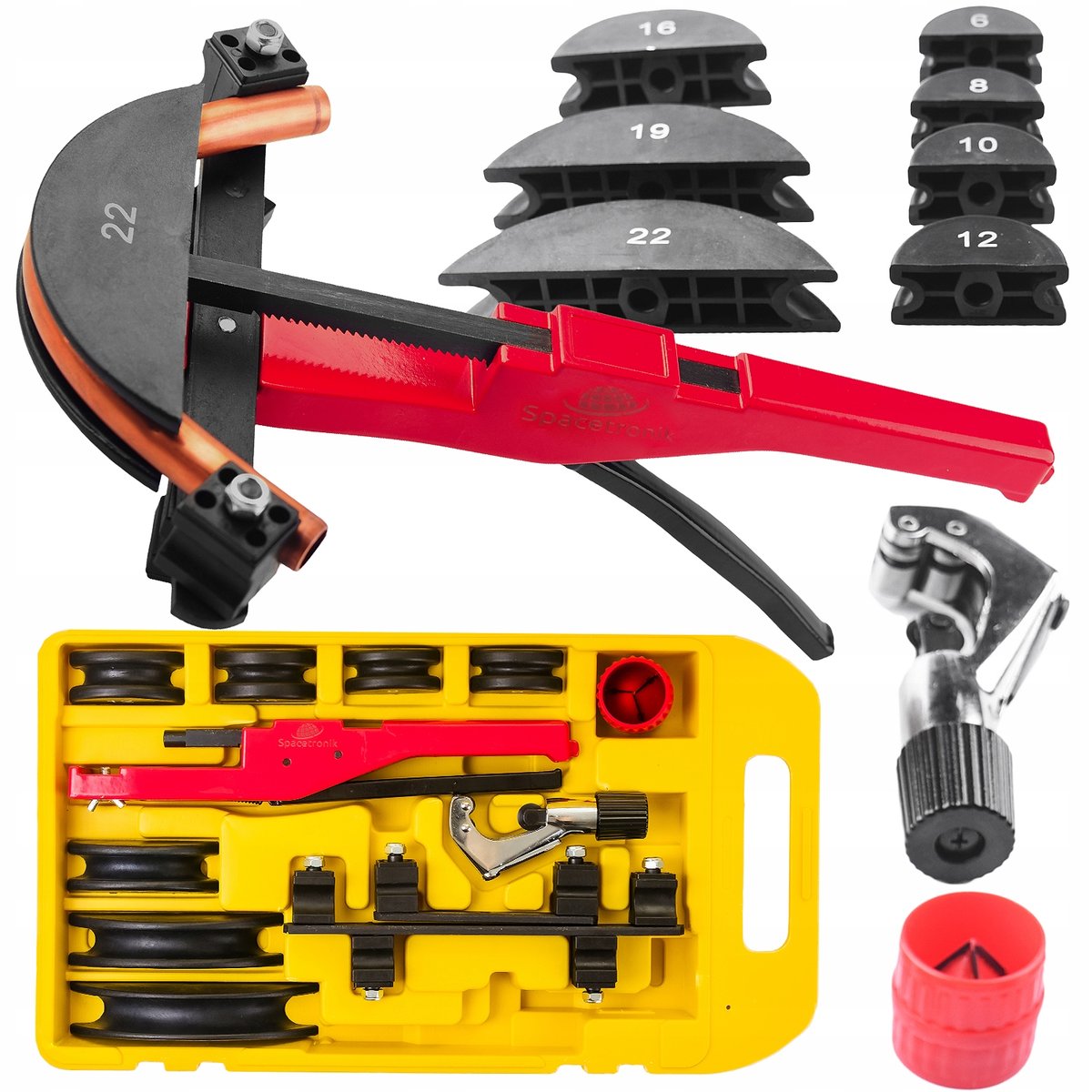 Giętarka Ręczna do Rur Zaginarka 90 Zestaw Gratownik Nóż Walizka SP ...